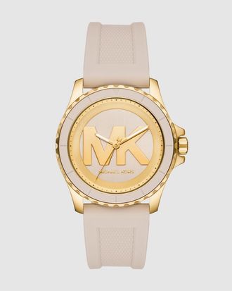 Michael Kors Everest Dreizeigeruhr aus grauem Silikon in Gold