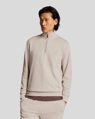 Lyle & Scott Sweatshirt aus superfeiner Baumwolle mit 1/4-Rei&szlig;verschluss - Sand