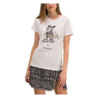 Pinko Pinko, Femme, Tops, Blanc, Taille: 40 FR T-shirt &agrave; col rond