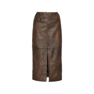 Rotate Leather Midi Pencil Skirt - - Skirts - Damen - Braun - M