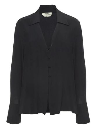 Fendi chemise à boutonnière sur le devant - Noir