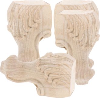 Hemobllo MUCKLILY 4 St&uuml;ck Sofabeine aus Unbehandeltem Massivholz Europ&auml;ische Holz M&ouml;belbeine mit Eleganten Schnitzereien Ersatz Kommoden Kleiderschrankbeine f&uuml;