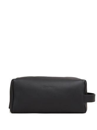 Santoni zip leather wash bag - Schwarz