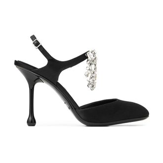 Jimmy Choo London Crystal Black Slingback Pumps - - Shoes - Damen - Schwarzk - 38 1/2 EU