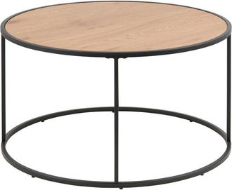 Selsey Selsey MAGERTA - Beistelltisch / Couchtisch in Eichenholzoptik mit Metallgestell in Schwarz, rund, 80 cm