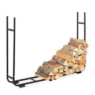 Relaxdays Range-bûche intérieur, réglable, support bois de chauffage en acier, H x L x P 106 x 148-220 x 22 cm, noir