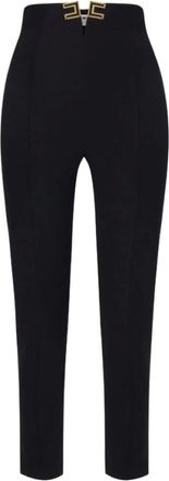 Elisabetta Franchi Femme, Pantalons, Noir, Taille: 42 FR Pantalon Corsaire Orn&eacute; du Logo