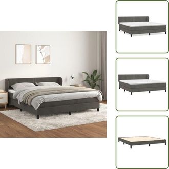 vidaXL Vidaxl - Sommier &agrave; lattes de lit et matelas Gris fonc&eacute; 160x200cm Velours - Lit Double - Lit Velours - Lit Design - Literie - Chambre &agrave; Coucher