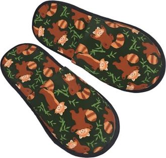 Generic Pantoufle Maison Motif De Panda Roux Et De Feuilles De Bambou Chaudes Pantoufles Antid&eacute;rapantes Chaussons Maison Doux Hiver Chaussures Chaudes Pour Ch