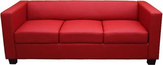 Mendler 3er Sofa Couch Loungesofa Lille - Kunstleder, rot
