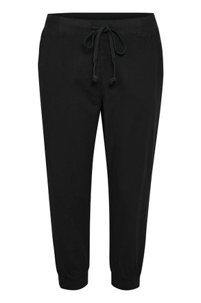 Kaffe Caprihose Naya Caprihose Damen Sommer Casual 3/4 Sommerhose High Waist Capri Hose Mit Kordelzug Black deep 34