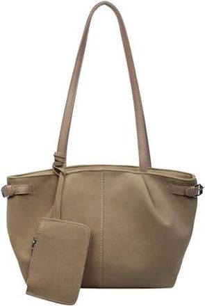 Generic Sac fourre-tout tendance vintage, grande capacit&eacute;, sac &agrave; main de voyage pour femme, travail, shopping, voyage, kaki, 13.78x8.27x4.72inch