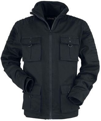 Gothicana by EMP Herren schwarze Winterjacke mit Klappentaschen Ziern&auml;hten XXL