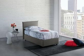 Dmora Talamo Italia - Einzelbett Cassiopea, Bettkasten mit Stoffbezug, 100 % Made in Italy, Öffnung vorne, geeignet für Matratzen 80 x 200 cm, Grau