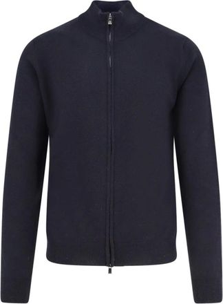 Corneliani Homme, Pulls, Bleu, Taille: 4XL Cardigan zipp&eacute; &agrave; double sens