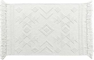 Douceur d'Intérieur Rechteckiger Teppich mit Fransen, 120 x 170 cm, Baumwolle, Jacquard, Cilaos, Natur