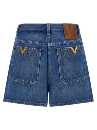 Valentino Garavani Vgold Denim Shorts - Blue