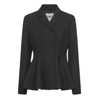 Fendi Schwarze Woll-Peplum-Jacke - - Jackets - Damen - Schwarzk - 2XS