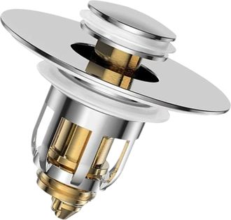Generic Sp&uuml;lbecken Stopfen F&uuml;r Abfluss - Universal Metall Haarf&auml;nger | 2 In 1 Badewanne K&uuml;chensp&uuml;le Stopper - F&uuml;r Badezimmer WC Dusche Haar Lebensmittel Abfal