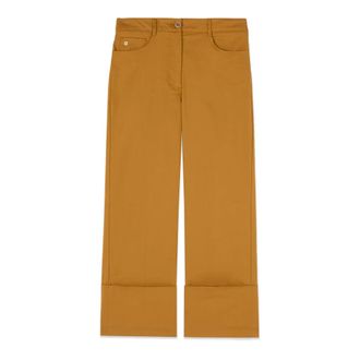 Oltre Cropped-Hose mit Aufschlag - - Trousers - Damen - Gelb - S