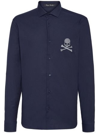 Philipp Plein polo &agrave; t&ecirc;te de mort brod&eacute;e - Bleu