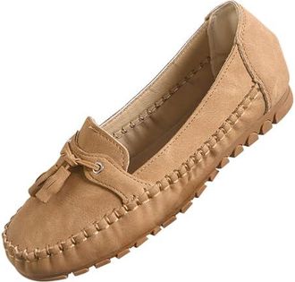 Generic Chaussures plates pour femme - Coupe large - Confortables - Couleur unie - L&eacute;g&egrave;res - Classiques - Antid&eacute;rapantes - Style d&eacute;contract&eacute; - Pour le travail