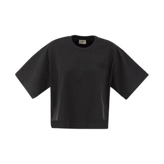 Autry Logo-gesticktes Oversized-T-Shirt - - Tops - Damen - Schwarzk - S