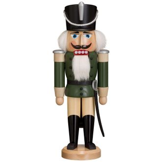 Seiffener Volkskunst | Nussknacker aus dem Erzgebirge | Husar mit S&auml;bel 37 cm | Nussknacker Deko Figur | Original Erzgebirgische Volkskunst | 11212/4 | gr&uuml;n lasiert