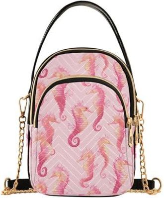 Mnsruu Petit sac &agrave; bandouli&egrave;re amusant en cuir pour femme Motif hippocampe