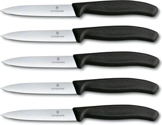 Victorinox by Swiss Army 5-tlg Gemüsemesser Set Swiss Classic Schwarz - 10 cm ohne Wellenschliff - Tomatenmesser