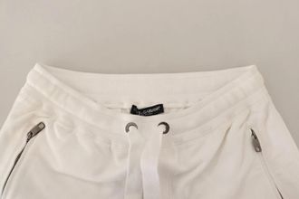 Dolce & Gabbana Mens White Cotton Logo Patch Sweatpants Jogging Pants