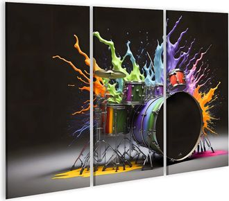 Islandburner Bild auf Leinwand Buntes Schlagzeug mit Farbspritzern Bilder Wandbilder Poster