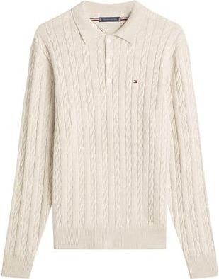 Tommy Hilfiger Pull en maille torsad&eacute;e col v boutonn&eacute;e
