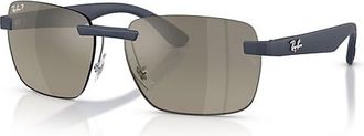 Ray-Ban Rb4470 Polarized+ Lenses Sonnenbrillen Sand Dunkelblau Fassung Grau Glas Polarisiert 59-16