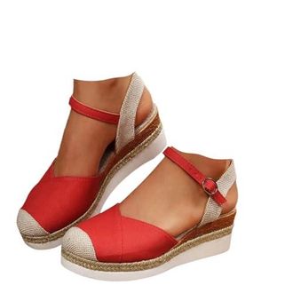 Generic Sandales orthopédiques compensées à bout fermé pour femme, habillée dété, décontractée, confortable, légère, sandales de marche antidérapantes avec bo