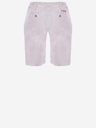 MC2 Saint Barth Mens Shorts, Striped Cotton Brown
