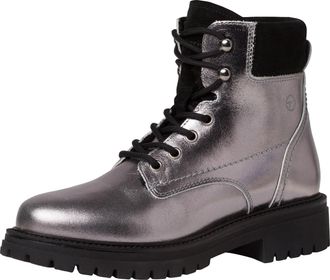 Tamaris Damen Schn&uuml;rstiefel gef&uuml;ttert Leder Blockabsatz Winter; PEWTER/metallic; 37 EU