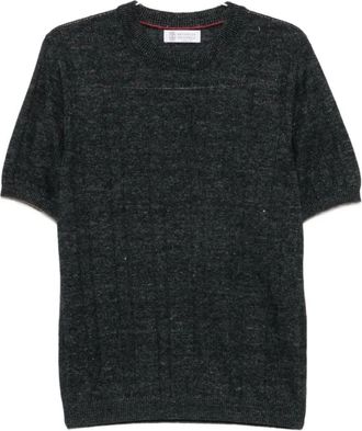 Brunello Cucinelli Homme, Pulls, Gris, Taille: XL Top en maille &agrave; col rond
