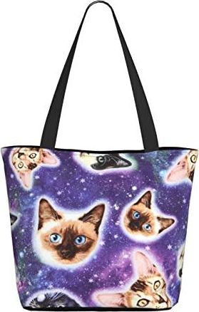AOOEDM Le visage des chats est un sac &agrave; provisions color&eacute; pour femme 33 x 27,9 x 17,8 cm. Le cadeau parfait pour la Saint-Valentin. Cest de la Saint-Valentin