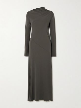 Toteme Maxikleid Aus Stretch-jersey Mit Falten - Grau