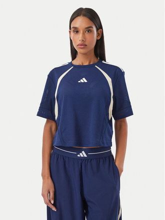 adidas Technisches T-Shirt Hyperglam 3-Stripes Color Block KQ5753 Blau Loose Fit