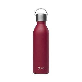 Qwetch Qwetch - Trinkflasche 1L Edelstahl Granat Active - Thermosflasche aus 90% recyceltem Inox - 24h Kalt & 12h Hei&szlig; - Isolierflasche, Auslaufsicher, BPA-f