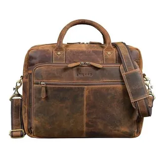 STILORD Jerome Sacoche daffaires Cuir Homme Marron Grande Sacoche Professionnelle Bandouli&egrave;re pour Ordinateur 15,6 Pouces | Cartable Business Cuir Veritable