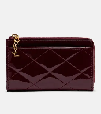 Saint Laurent Kartenetui Paris Fragments aus Lackleder