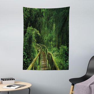 Abakuhaus Urwald Wandteppich, Tropical Thailand Wald aus Weiches Mikrofaser Stoff Waschbar ohne Verblassen Digitaldruck, 110 x 150 cm,Grün
