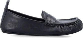 Acne Studios Oiled Calf Leather Loafers With Round Toe And Gath - Gr. 36 (EU) - in Schwarz