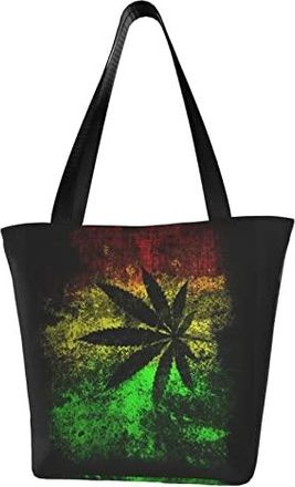 AOOEDM Sac fourre-tout drapeau jama&iuml;cain sacs &agrave; provisions petit sac de march&eacute; r&eacute;utilisable sacs fourre-tout de plage sacs de voyage