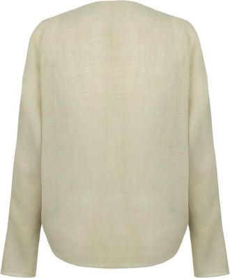 Cortana Femme, Blouses et Chemises, Vert, Taille: 44 FR Yo, top en ramie vert sauge