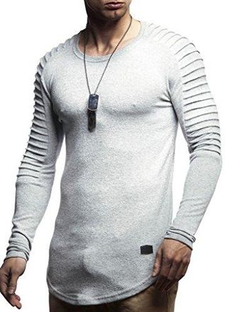 LEIF NELSON LEIF Nelson Pull &agrave; col rond basique pour homme - Manches longues - Pull fin - Sweat-shirt &agrave; manches longues - Col rond - Sweat &agrave; capuche - T-shirt &agrave; m