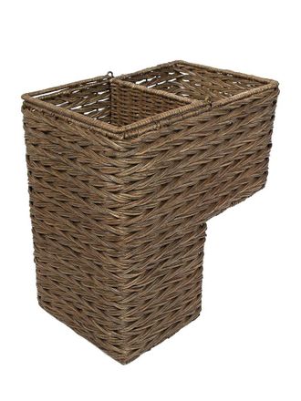 KOUBOO 1060100 Sweater Weave Handwoven Wicker Stair Step Basket, 15 x 9.5 x 16, Coffee Brown
